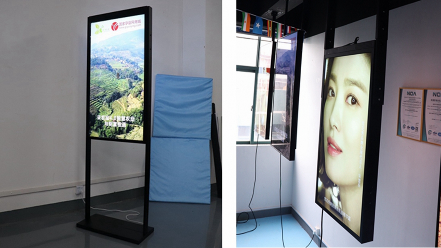 Fengshi diagonal 49inch double sided high brightness window facing lcd ...